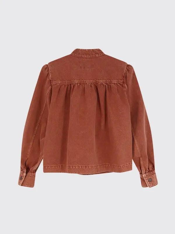 Chloé Cropped Denim Jacket With High Neck And Ruched Shoulders