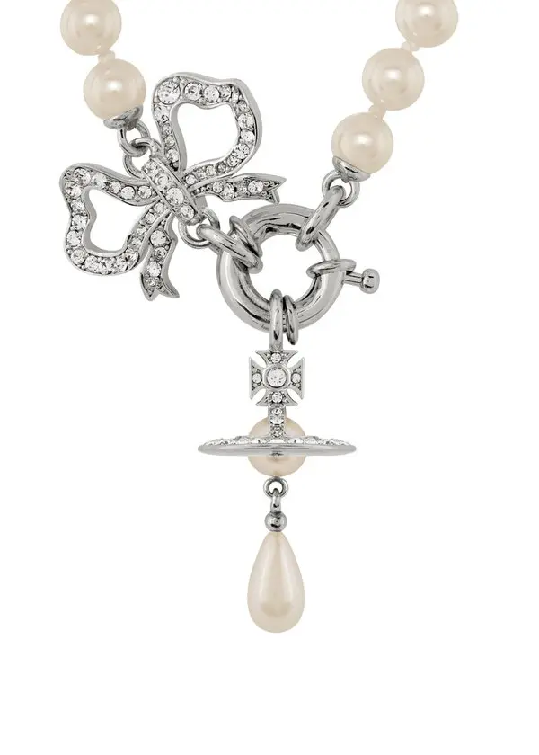 VIVIENNE WESTWOOD Rigoberta Crystal-embellished Faux Pearl Necklace - Silver