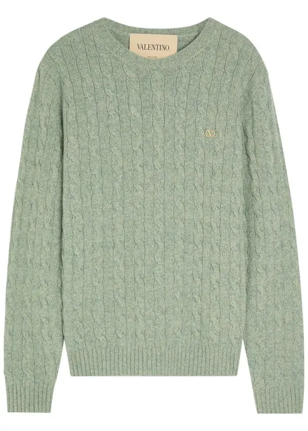 Valentino Garavani Vlogo Cable-knit Wool Jumper