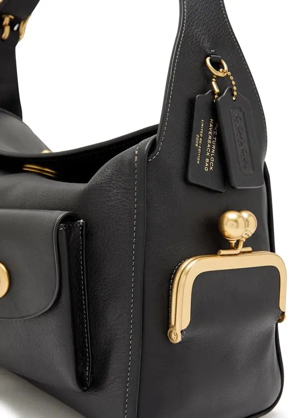 COACH Turnlock Haversack Leather Shoulder Bag