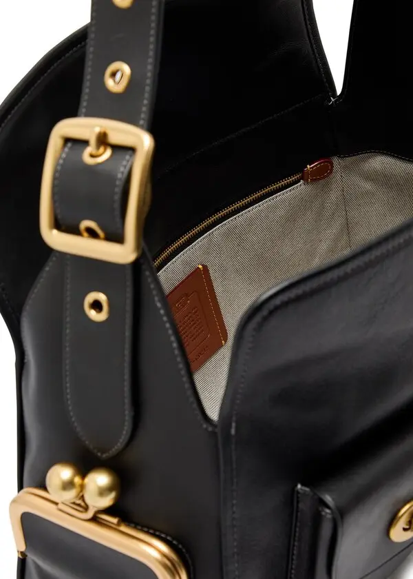 COACH Turnlock Haversack Leather Shoulder Bag