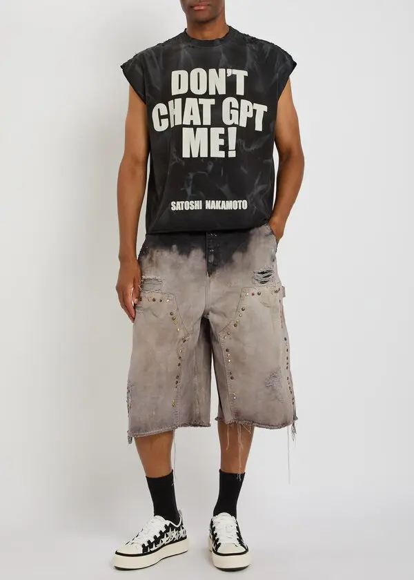SATOSHI NAKAMOTO Danny's Distressed Denim Shorts
