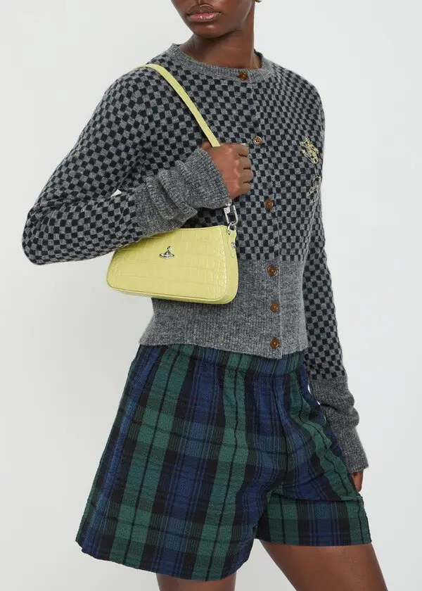 VIVIENNE WESTWOOD Tasha Crocodile-effect Leather Shoulder Bag - Yellow