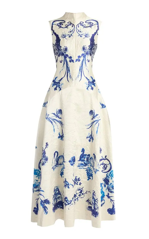 Erdem Floral Ruffled Satin Midi Dress - Multi