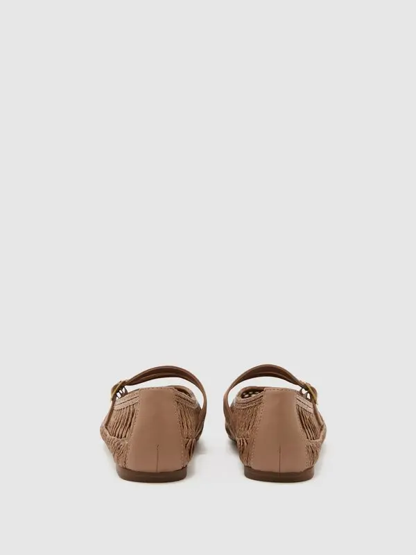 REISS Woven Ballerina-strap Flats - Neutral