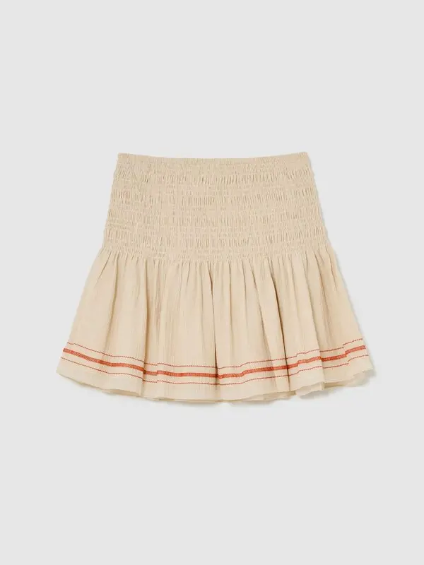REISS Cotton-blend Shirred Mini Skirt - Neutral