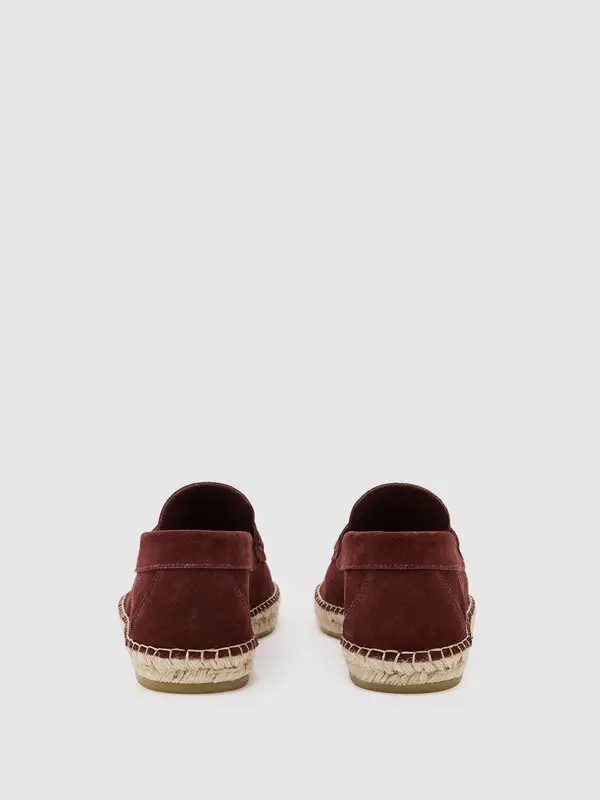 REISS Suede Penny Loafer Espadrille Flats