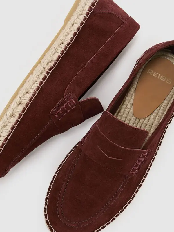 REISS Suede Penny Loafer Espadrille Flats