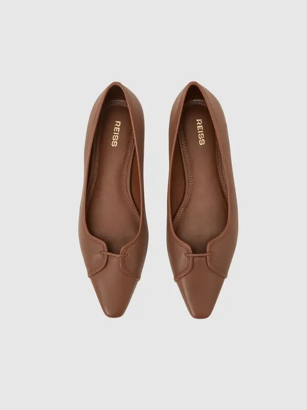 REISS Leather Pointed-toe Ballerina Shoes