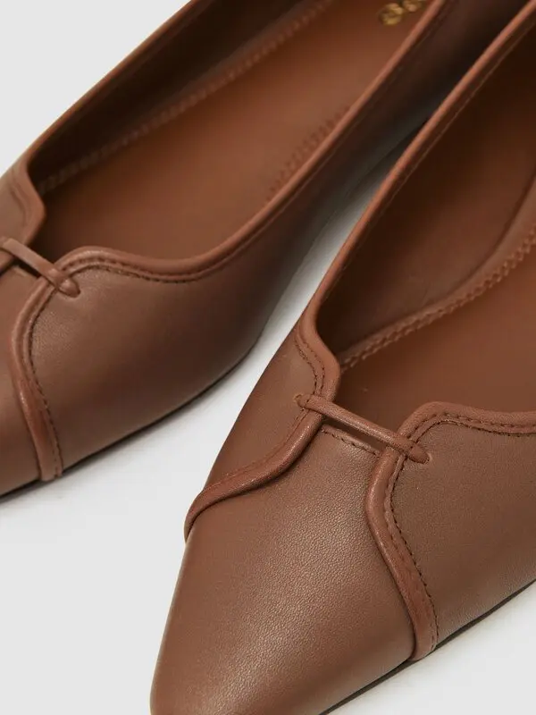 REISS Leather Pointed-toe Ballerina Shoes
