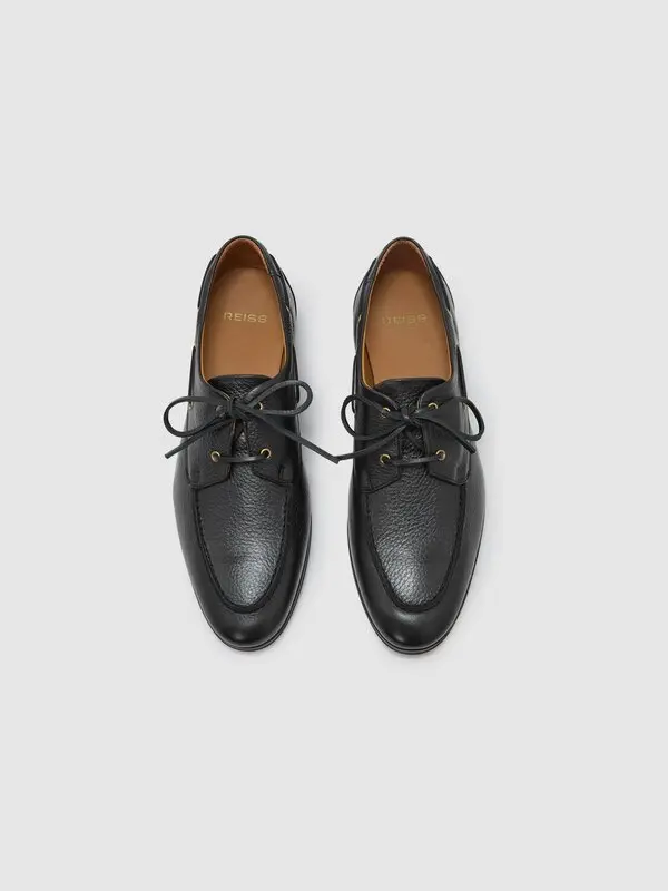 REISS Leather Low-profile Boat Shoes
