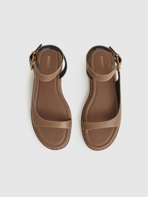 REISS Leather Plait Detail Sandals