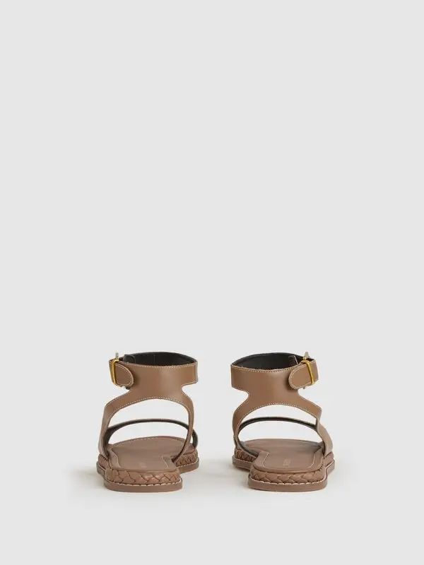 REISS Leather Plait Detail Sandals