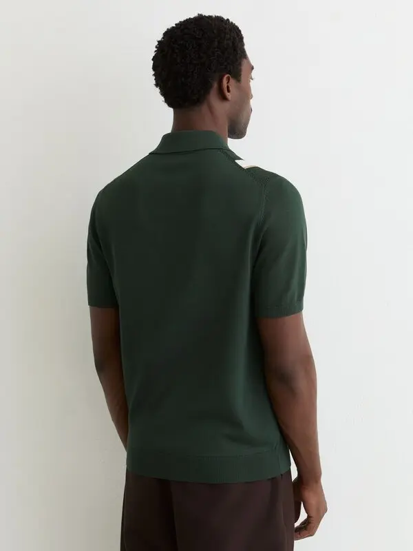 REISS Argyle Half-zip Knitted Polo Shirt