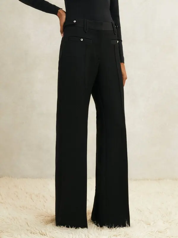 REISS Atelier Wool Stud Flared Trousers