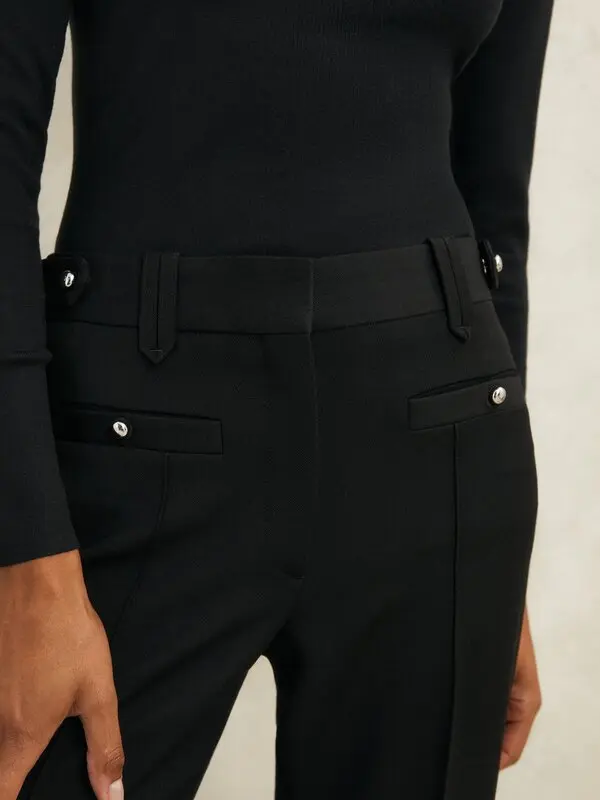 REISS Atelier Wool Stud Flared Trousers