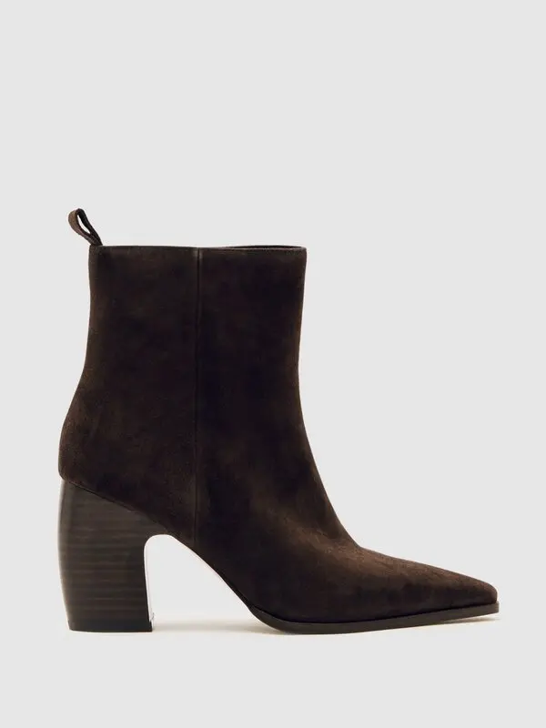 REISS Suede Block-heel Ankle Boots
