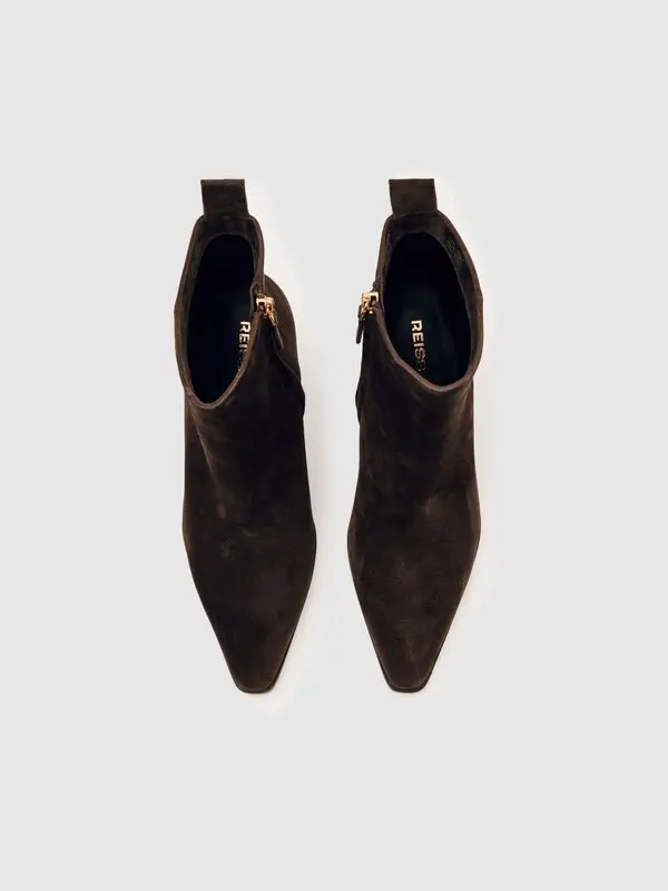 REISS Suede Block-heel Ankle Boots