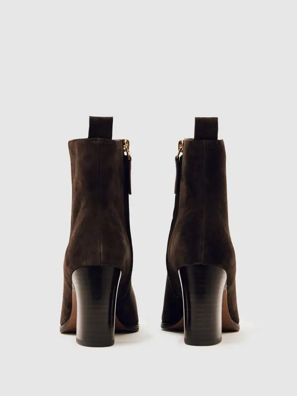 REISS Suede Block-heel Ankle Boots