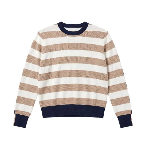 BRODIE CASHMERE Mesh Stripe Crew