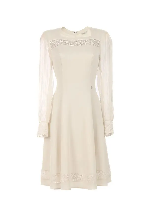 LUNA FASHION HOUSE Ivory Lace A-line Dress, Jody - White