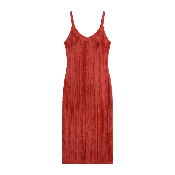 BRODIE CASHMERE Open Stitch Dress - Red