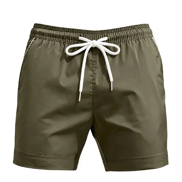 VAYLA Tailored Swim Shorts With Contrast Piping - Green