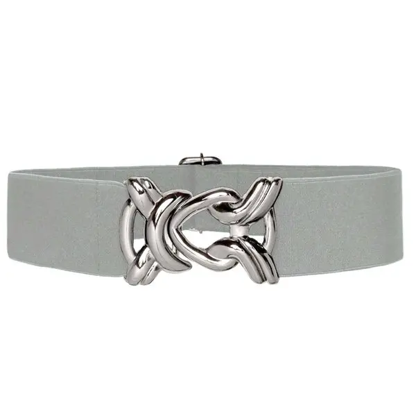BELTBE Stretch Belt With Silver Metal Knot Buckle