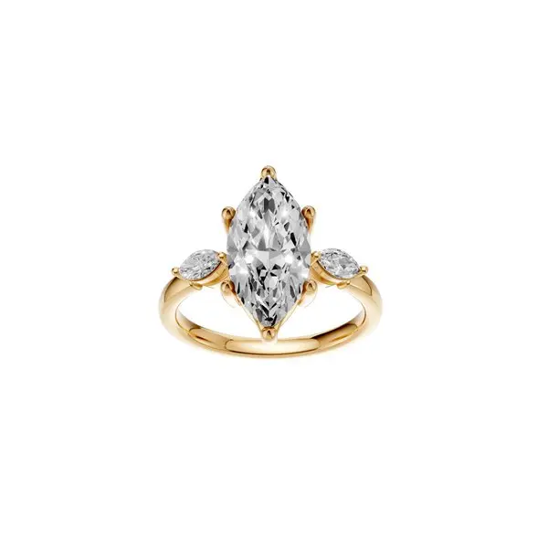 AYA FINE JEWELRY 2 Carat Marquise Lab Grown Diamond Three Stone Ring In 14k Gold - Yellow