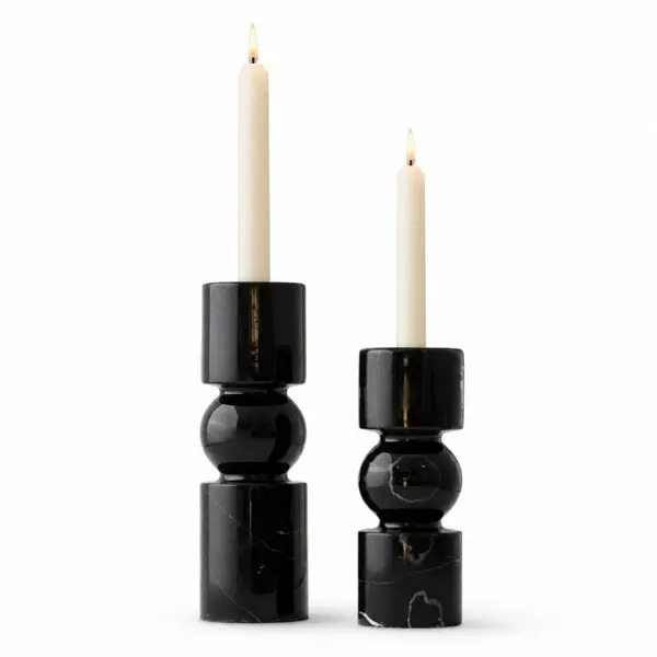 MARLETH Marble Sphere Candle Holder Set