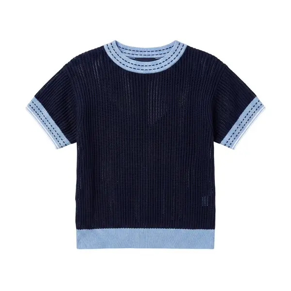 BRODIE CASHMERE Denim Effect Trim Tee