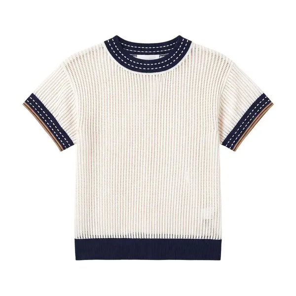 BRODIE CASHMERE Denim Effect Trim Tee