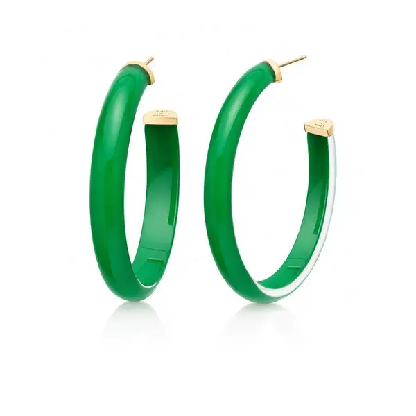 GOLD & HONEY Xl Oval Illusion Lucite Hoop Earrings In Emerald - Green