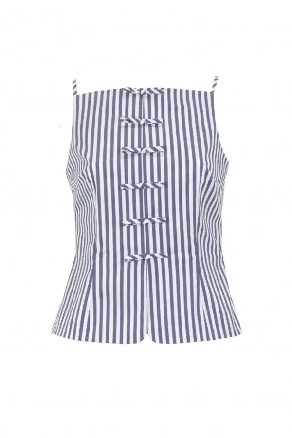 EXQUISE Emberly Spaghetti Bustier Blouse- Multi Color - Blue/white