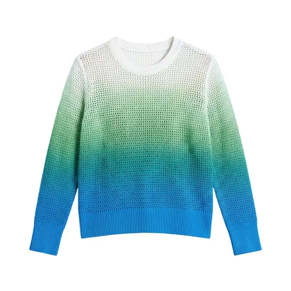 BRODIE CASHMERE Mesh Dip Dye Crew