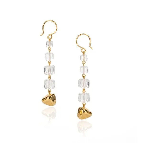 JAREDJAMIN Koa Graduated Crystal Cube Dangle Earrings - Gold