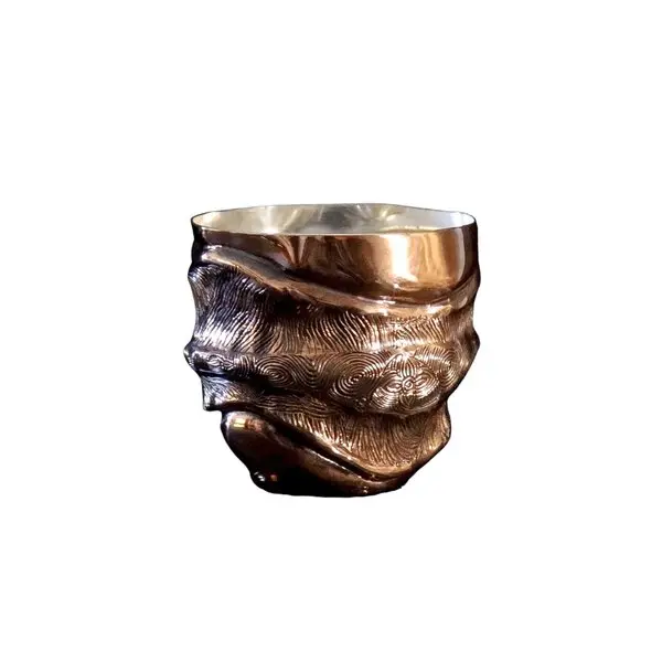 ANATOLIACRAFT Neutrals One Of A Kind Solid Copper Cup With Sterling Silver Coating