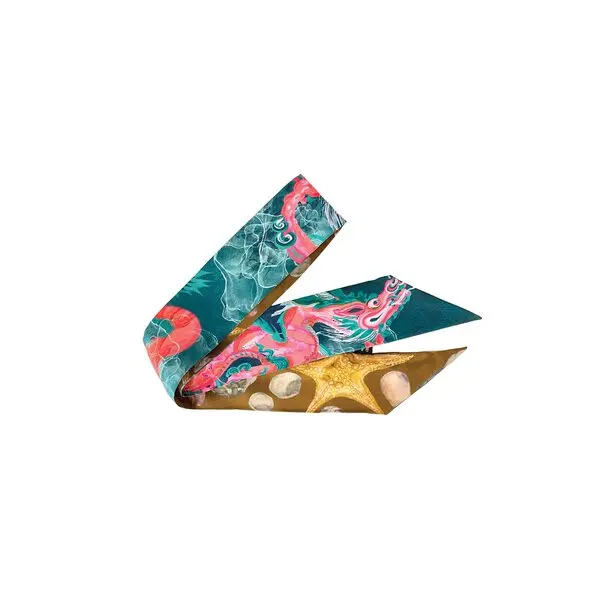SUKI WANG LONDON Coral Silk Scarf Blossom Into Power - Orange
