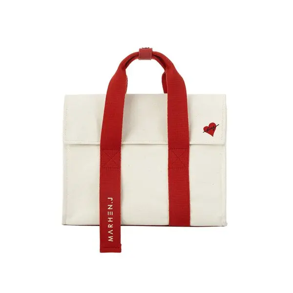 Marhen.j White / Red Roy Mini Canvas Heart Signal - White/red