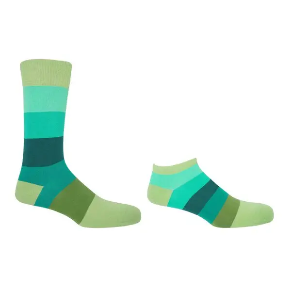 PEPER HAROW - MADE IN ENGLAND Peper Harow Block Stripe Luxury Socks Bundle - Green
