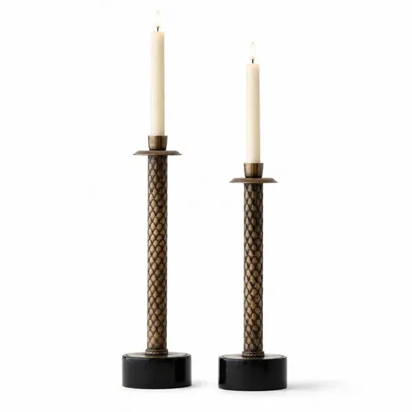 MARLETH Herringbone Candle Holder Set