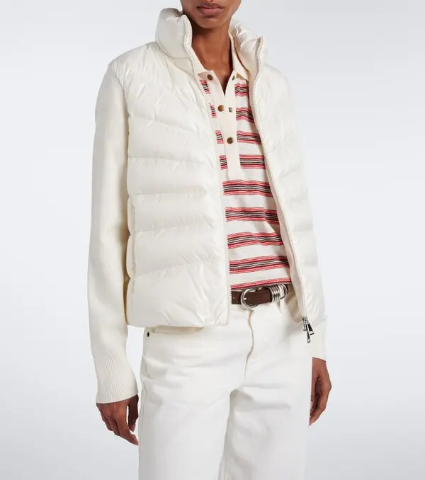 Moncler Tricot Down-paneled Virgin Wool Cardigan