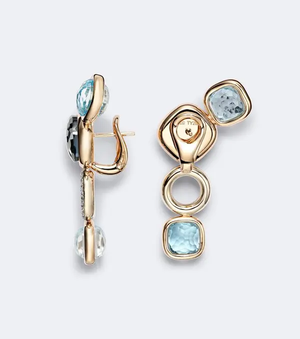 Pomellato Nudo 18kt White And Rose Drop Earrings With Topaz And Diamonds