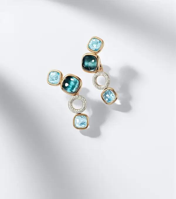 Pomellato Nudo 18kt White And Rose Drop Earrings With Topaz And Diamonds