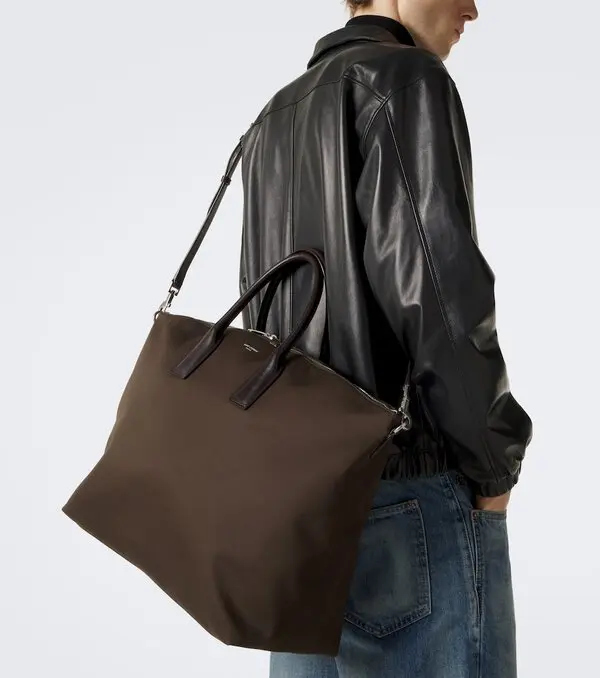 Saint Laurent Leather-trimmed Canvas Tote Bag