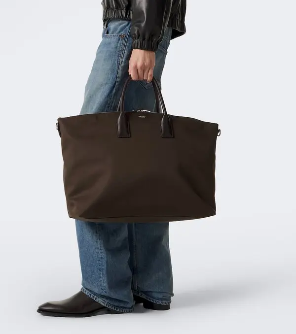Saint Laurent Leather-trimmed Canvas Tote Bag
