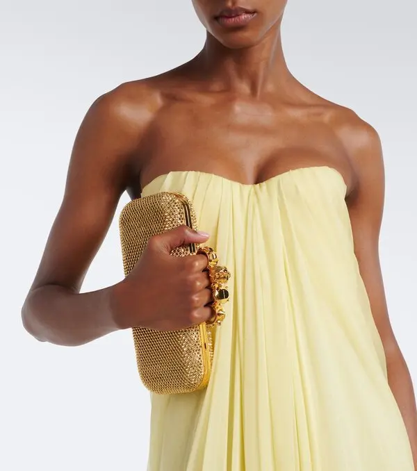 Alexander McQueen Knuckle Embellished Leather Clutch