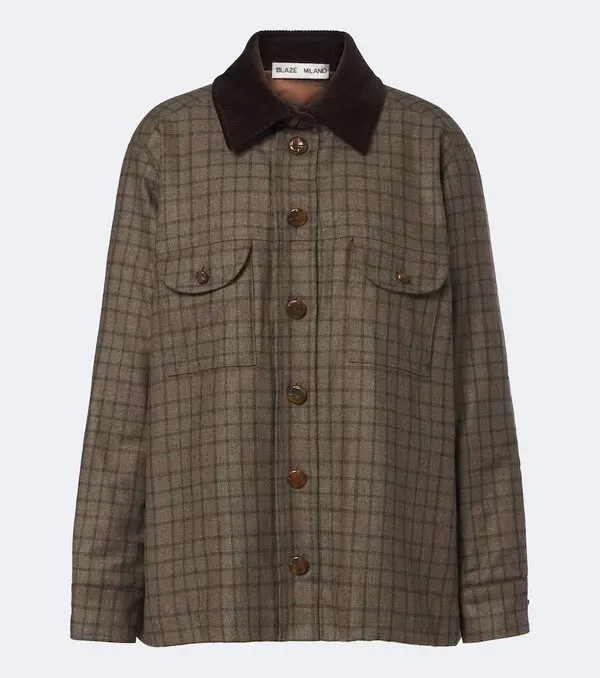 BLAZÉ MILANO Olmida Berber Checked Wool And Cashmere Jacket - Green