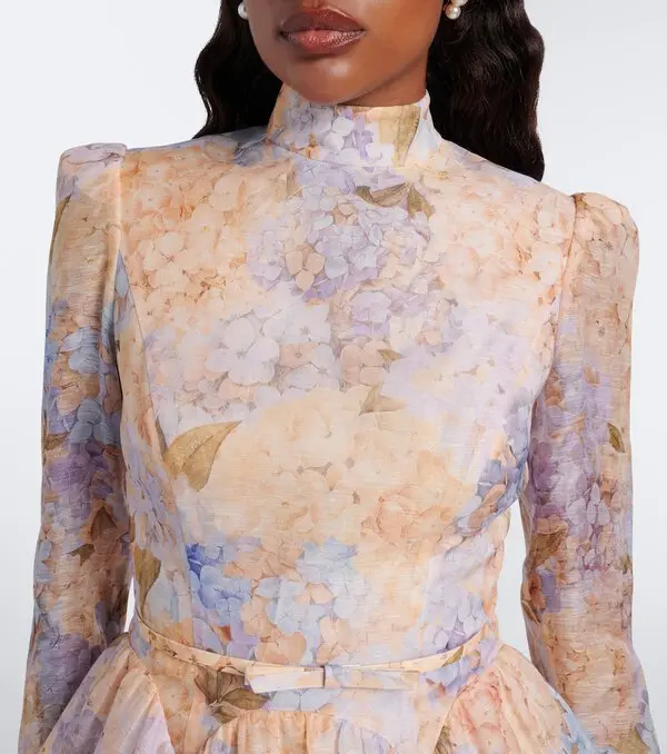 Zimmermann Valiant Floral Silk And Linen Minidress