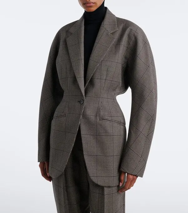 MUGLER Checked Oversized Wool Jacket
